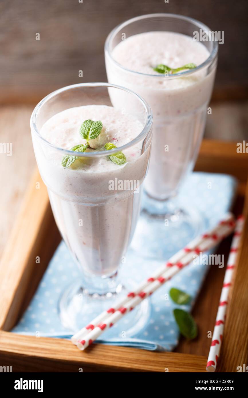 Homemade berry smoothie with yogurt Stock Photo - Alamy