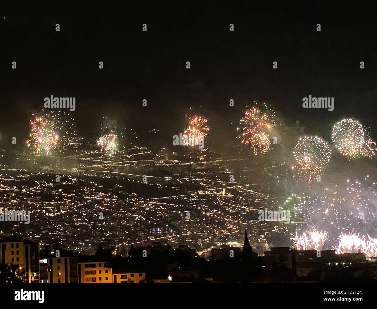 FUNCHAL, Madeira, Fireworks for New Year 2022. Photo: Tony Gale Stock ...