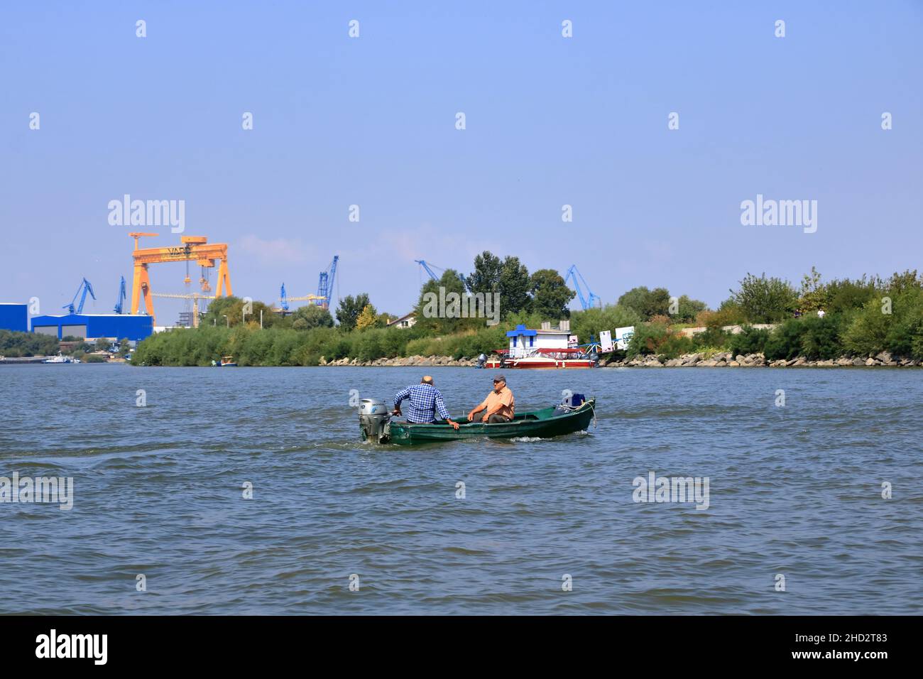 September 13 2021 - Tulcea in Romania: Industrial cargo port skyline ...