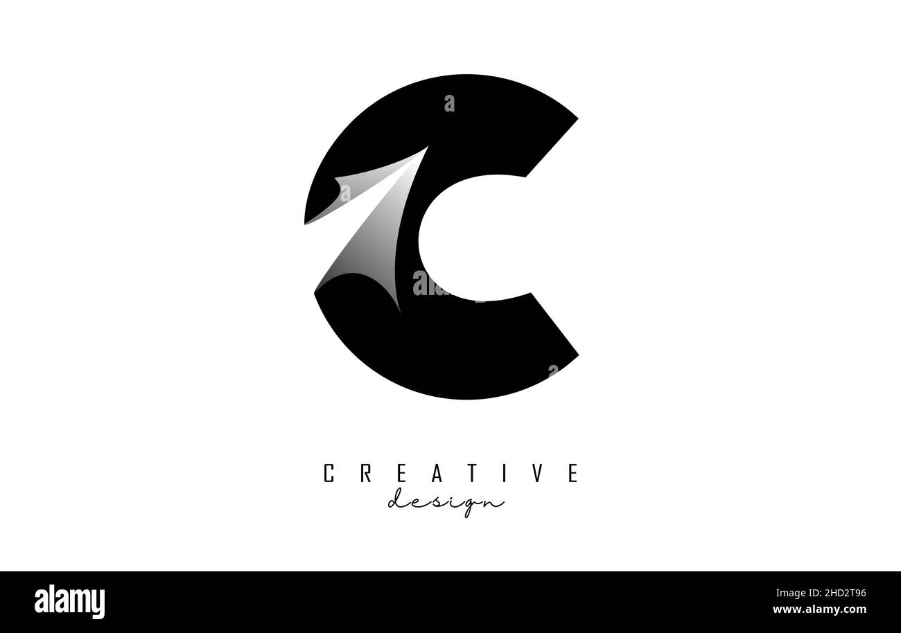 Paper cut letter C. Vector Illustration with creative cut letter ...