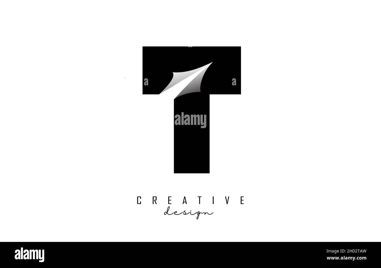 Paper cut letter T. Vector Illustration with creative cut letter ...