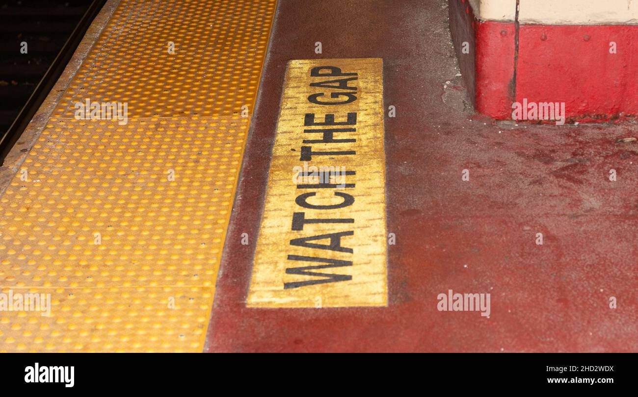 Watch the gap warning written on the platform of the long island ...