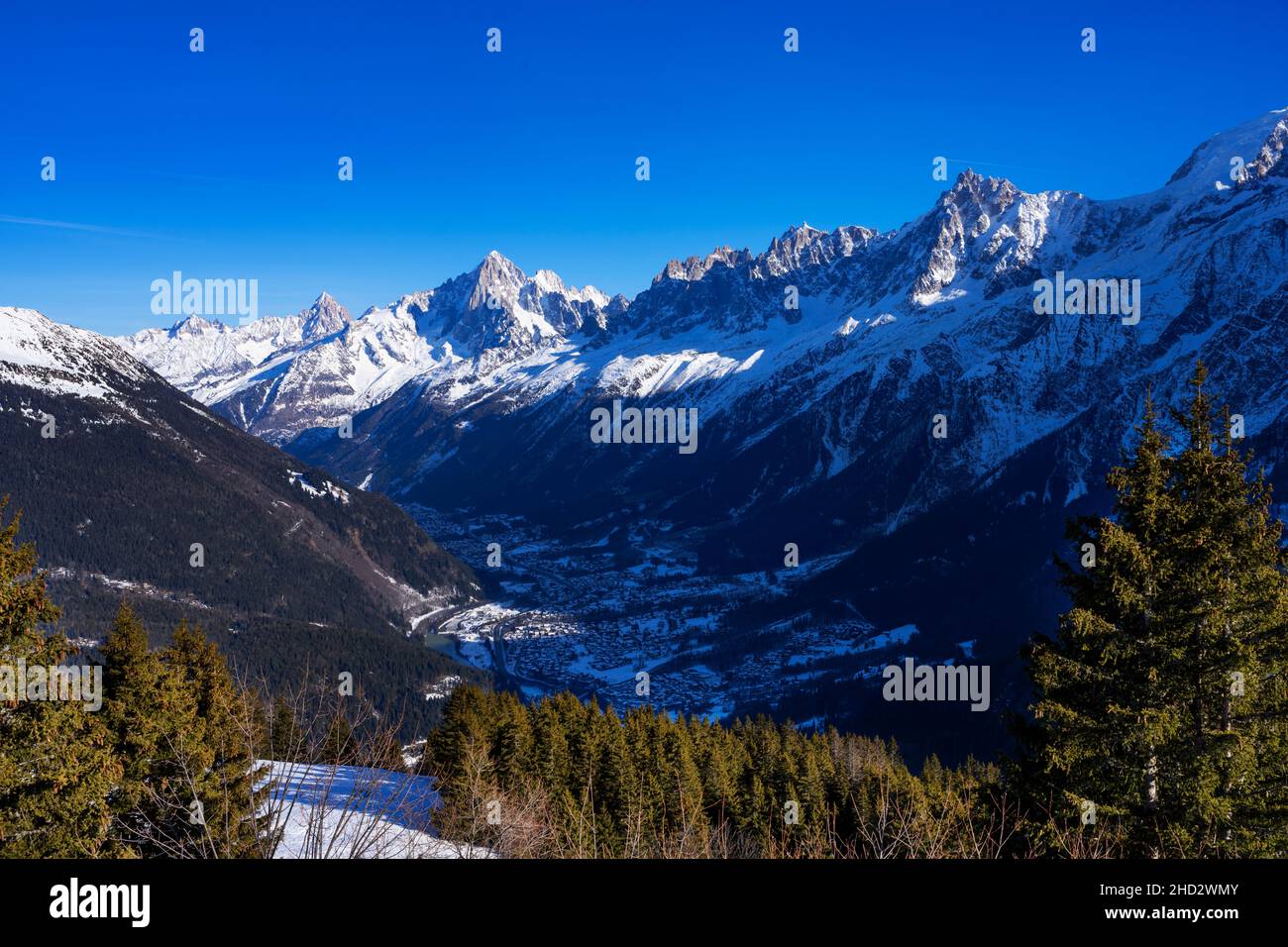 View of Chamonix valley from the mountain, France Stock Photo - Alamy