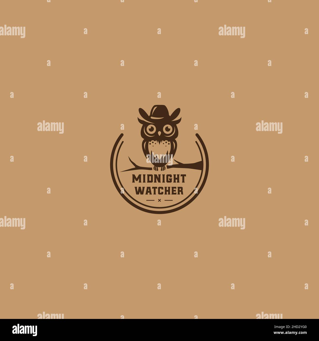 Flat silhouette MIDNIGHT WATCHER owl logo design Stock Vector Image & Art - Alamy