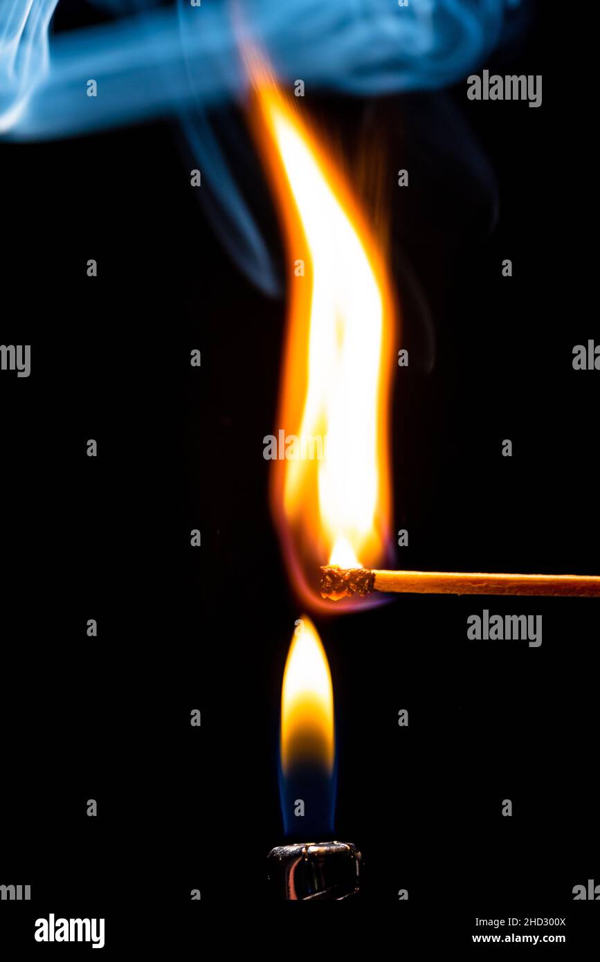 Fire on a match Stock Photo - Alamy