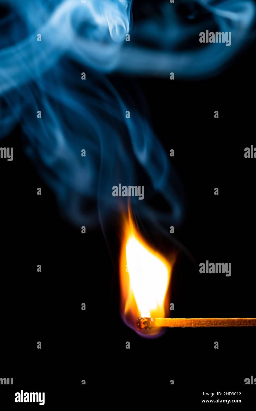 Fire on a match Stock Photo - Alamy