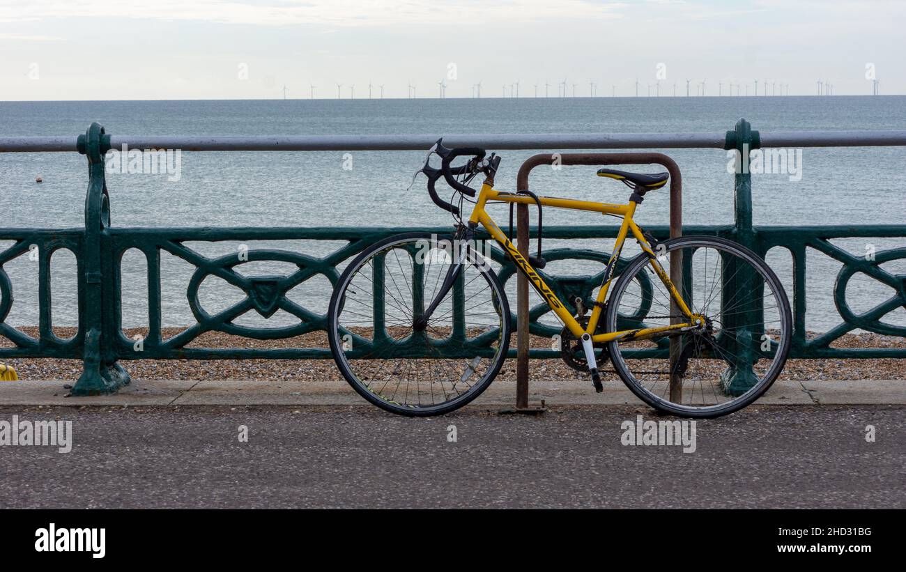 Yellow Bike Locked Up Stock Photo - Alamy