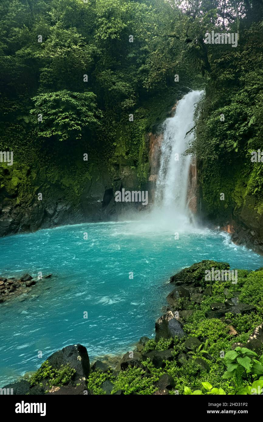Turquoise Rio Celeste waterfall, Tenorio Volcano National Park ...