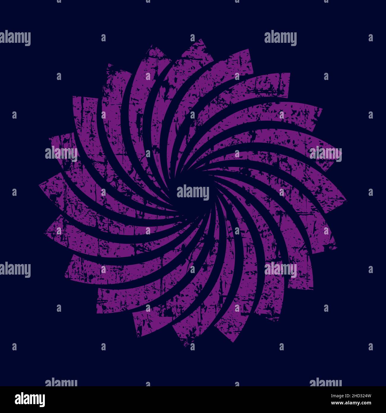 Violet grunge vector shape in spiral form. Distress urban texture of ...