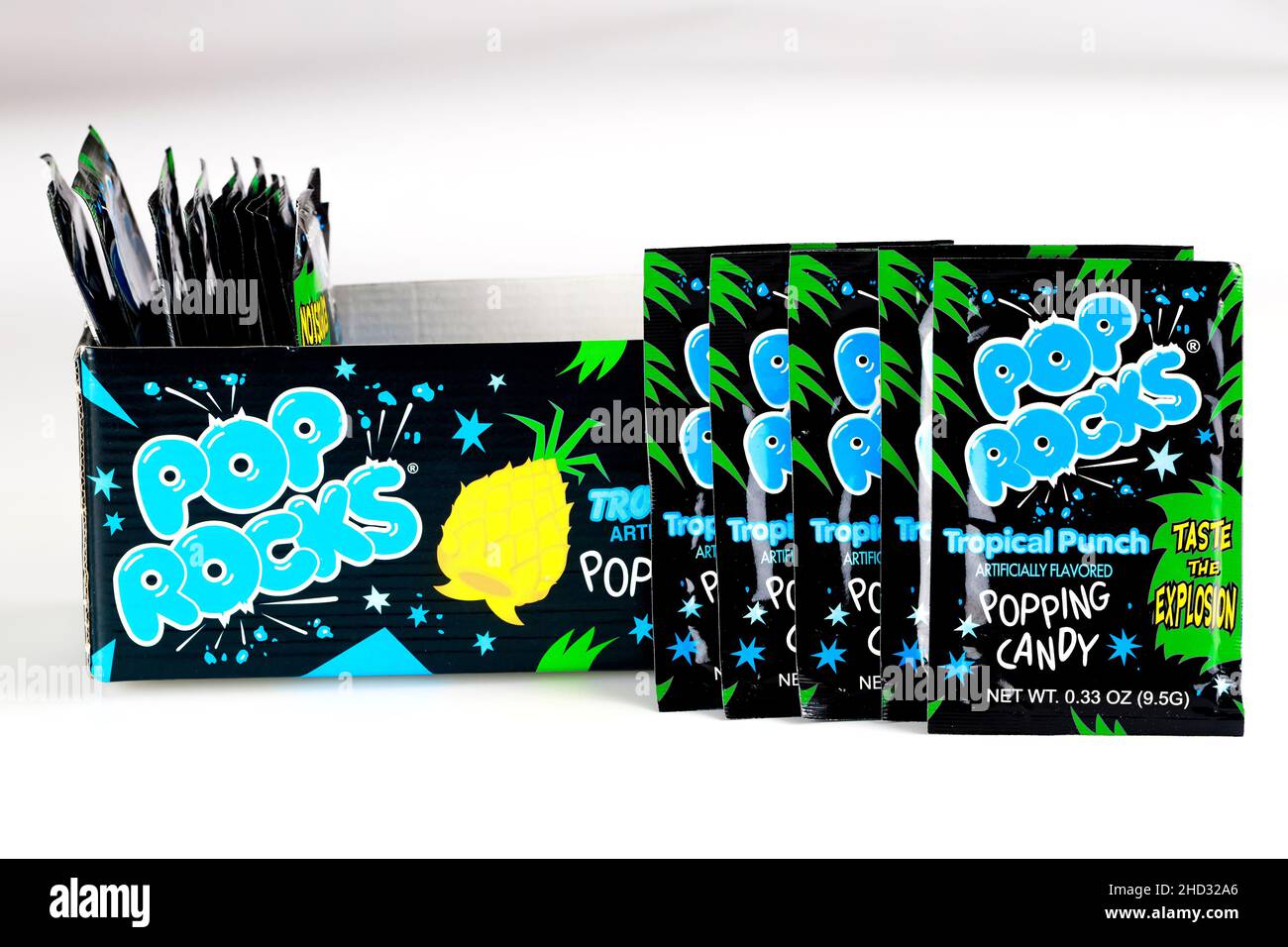 May 4, 2021. New York, US. Popping candy Pop Rocks tropical punch on ...