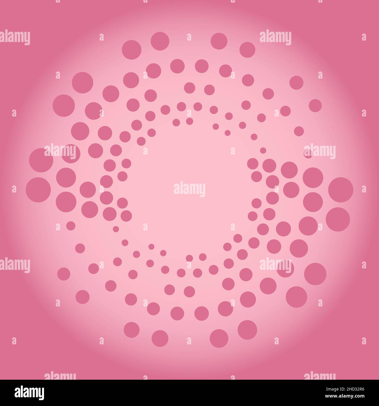 Pink dots in round form. Halftone design element for border frame ...