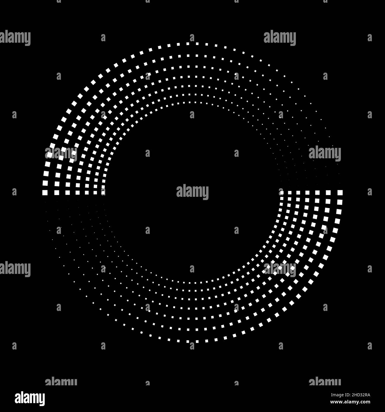 Tiny squares in circle form. White halftone dots. Trendy design element ...