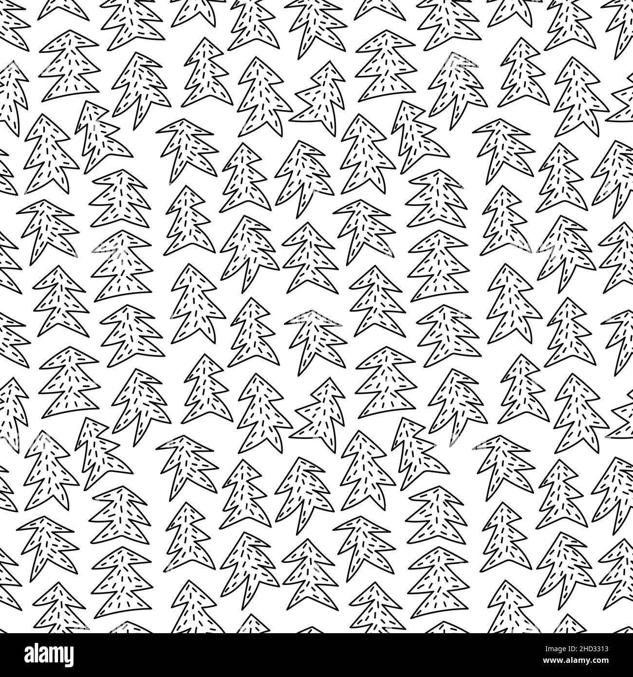 Black and white hand drawn seamless pattern with spruce ornament Stock ...