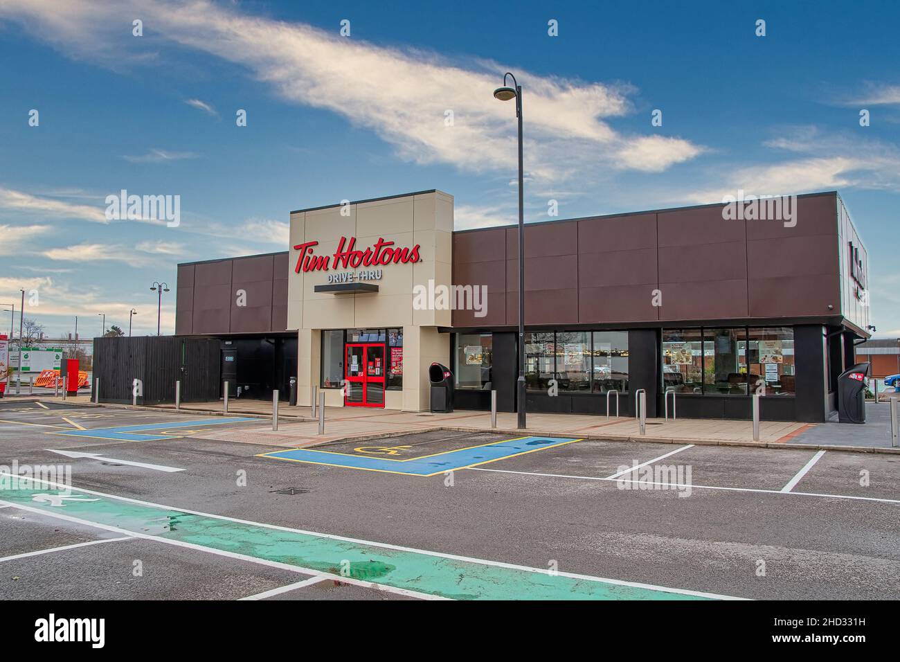 CHESTER, ENGLAND, UK - DECEMBER 25, 2021: View of a Tim Hortons fast ...