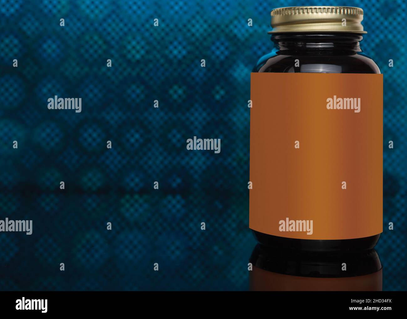 Glass container for tablets, medicines. MOCKUP, space for inscription ...
