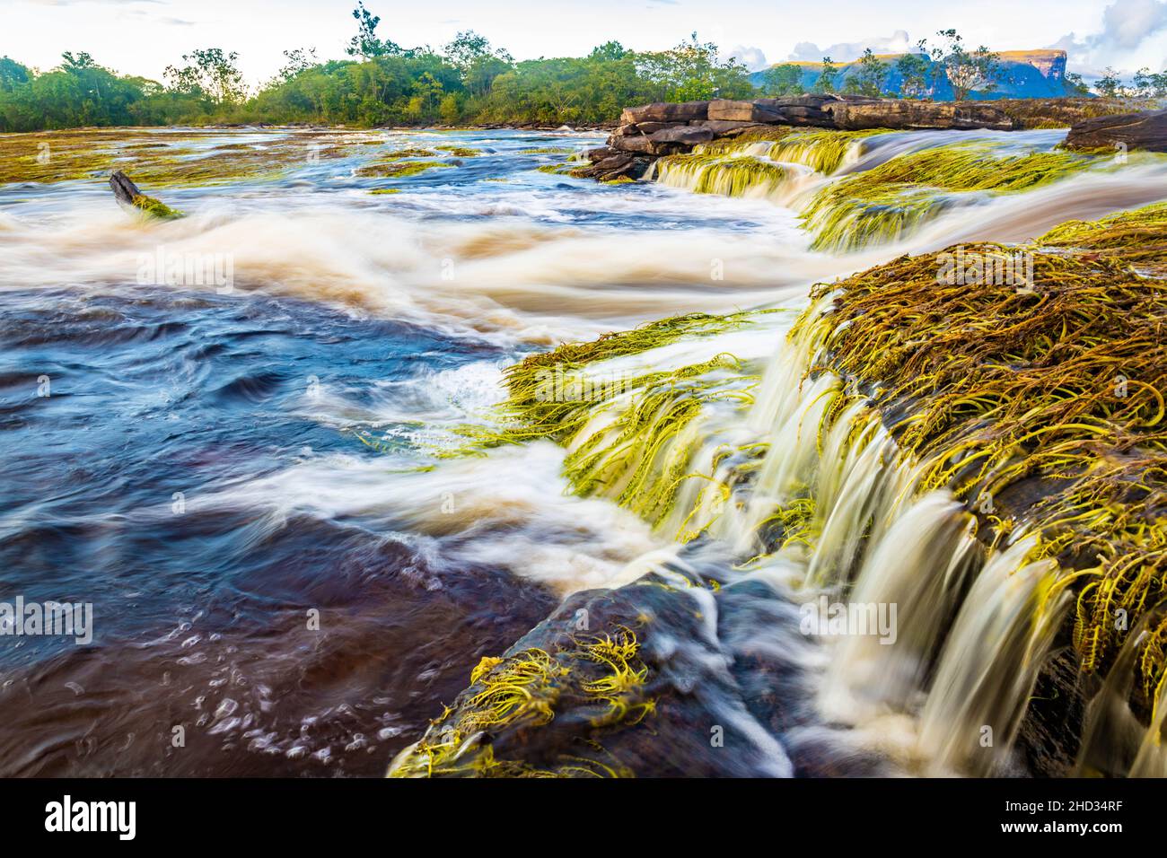 Scenic view of Carrao river current at Canaima national park Venezuela ...