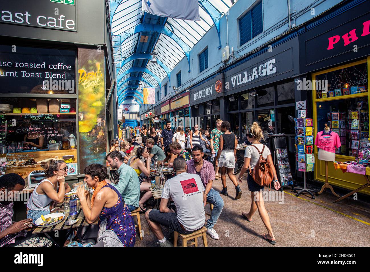 Brixton Village, a popular indoor market of art, crafts, bars and foods ...