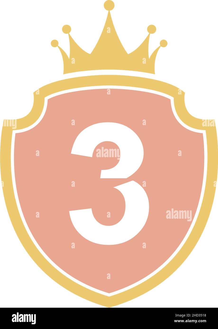 Number 3 with shield icon logo design illustration vector Stock Vector ...