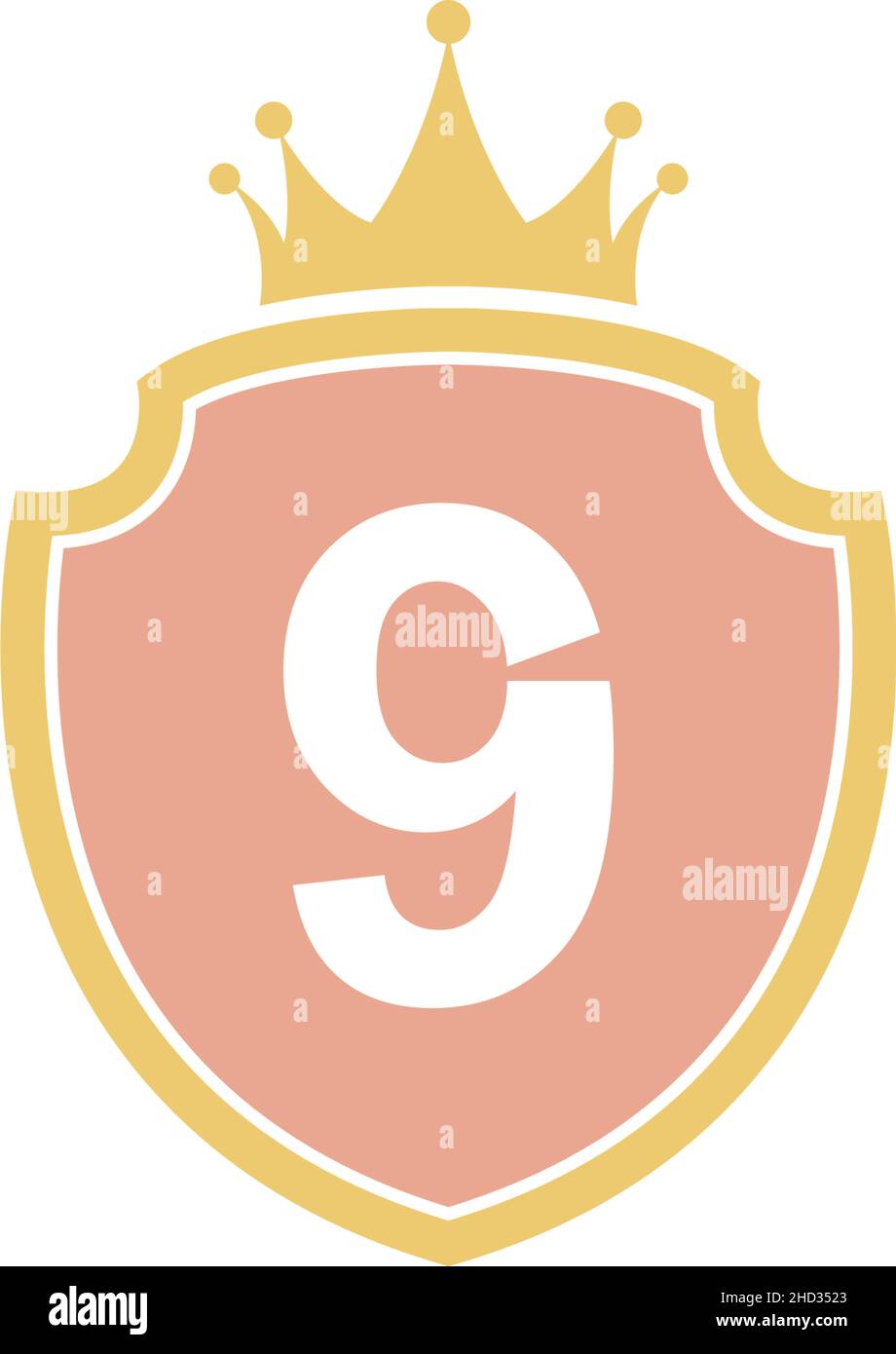 Number 9 with shield icon logo design illustration vector Stock Vector ...
