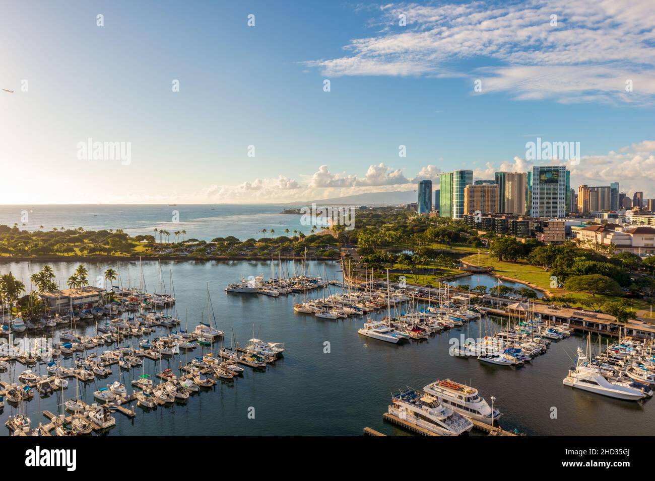 Aerial view of magic island beach park hi-res stock photography and ...