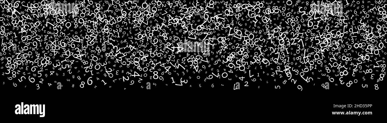 Falling numbers, big data concept. Binary white messy flying digits ...