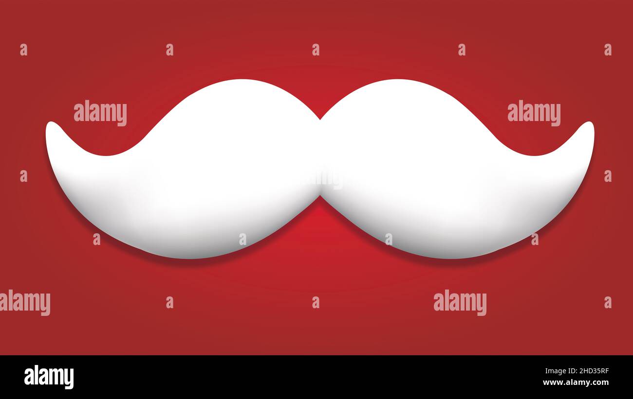 An icon of a white mustache on a red background Stock Photo - Alamy