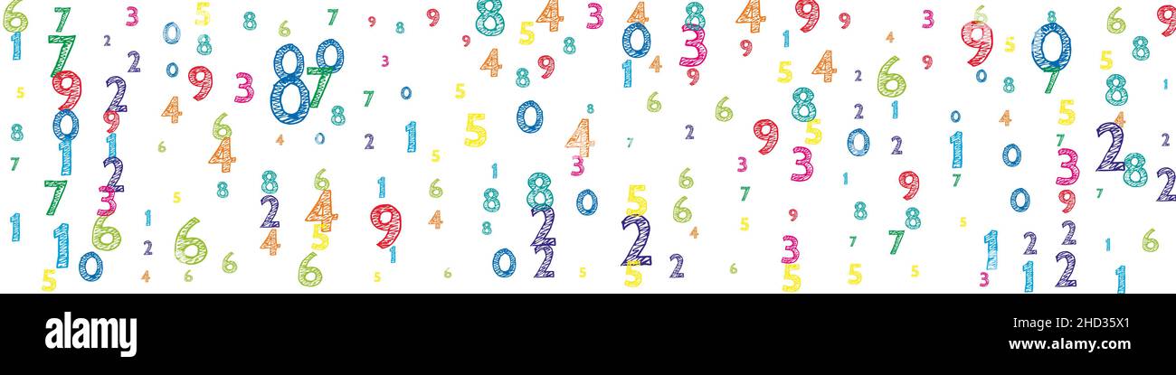 Falling colorful orderly numbers. Math study concept with flying digits ...