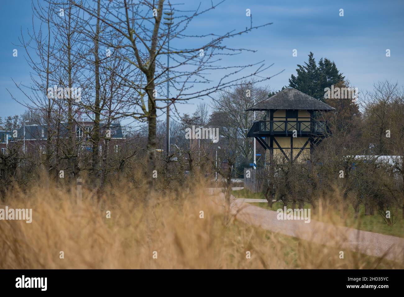 Newly built Roman watchtower on the road Stock Photo - Alamy