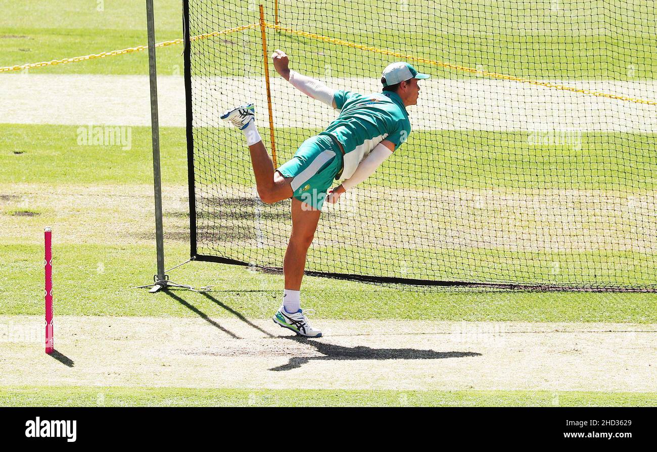 Australia's Mitchell Swepson during a nets session at the Sydney ...