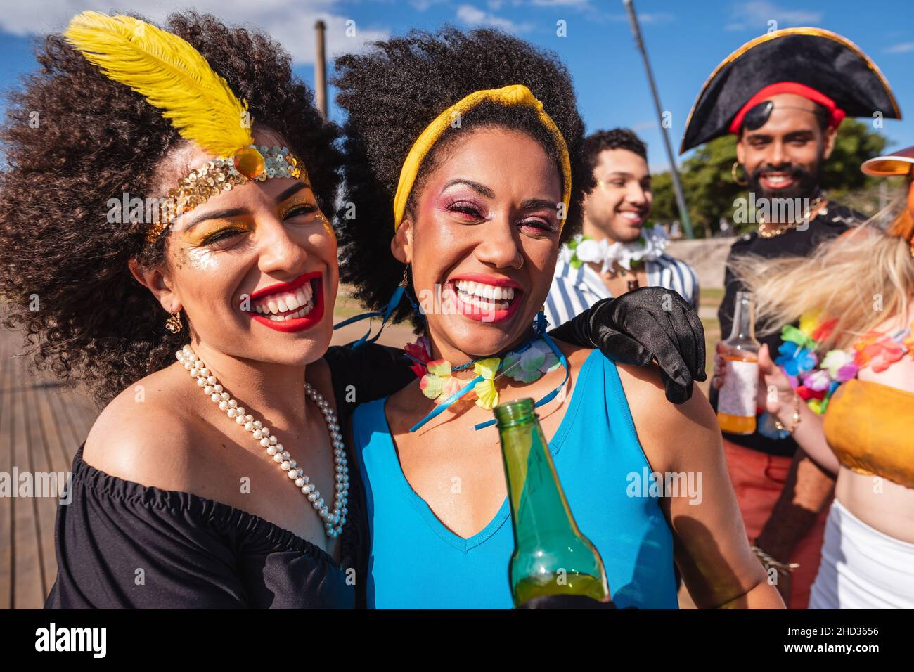 Carnaval Party in Brazil, happy people together enjoying street ...
