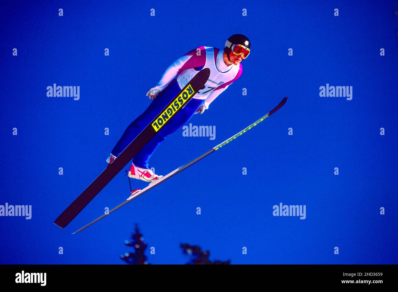 Raymond Weber (USA) competing in the Men's K120 individual ski jumping ...