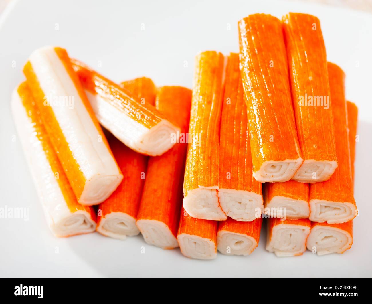 Seafood sticks imitation of crab meat Stock Photo - Alamy
