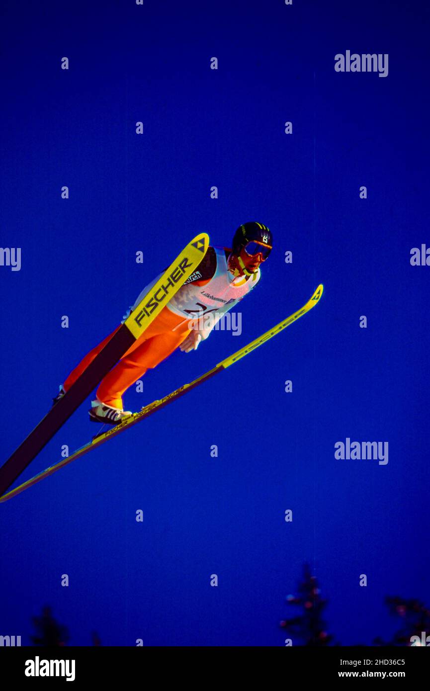 Takanobu Okabe (JPN) competing in the Men's K120 individual ski jumping ...