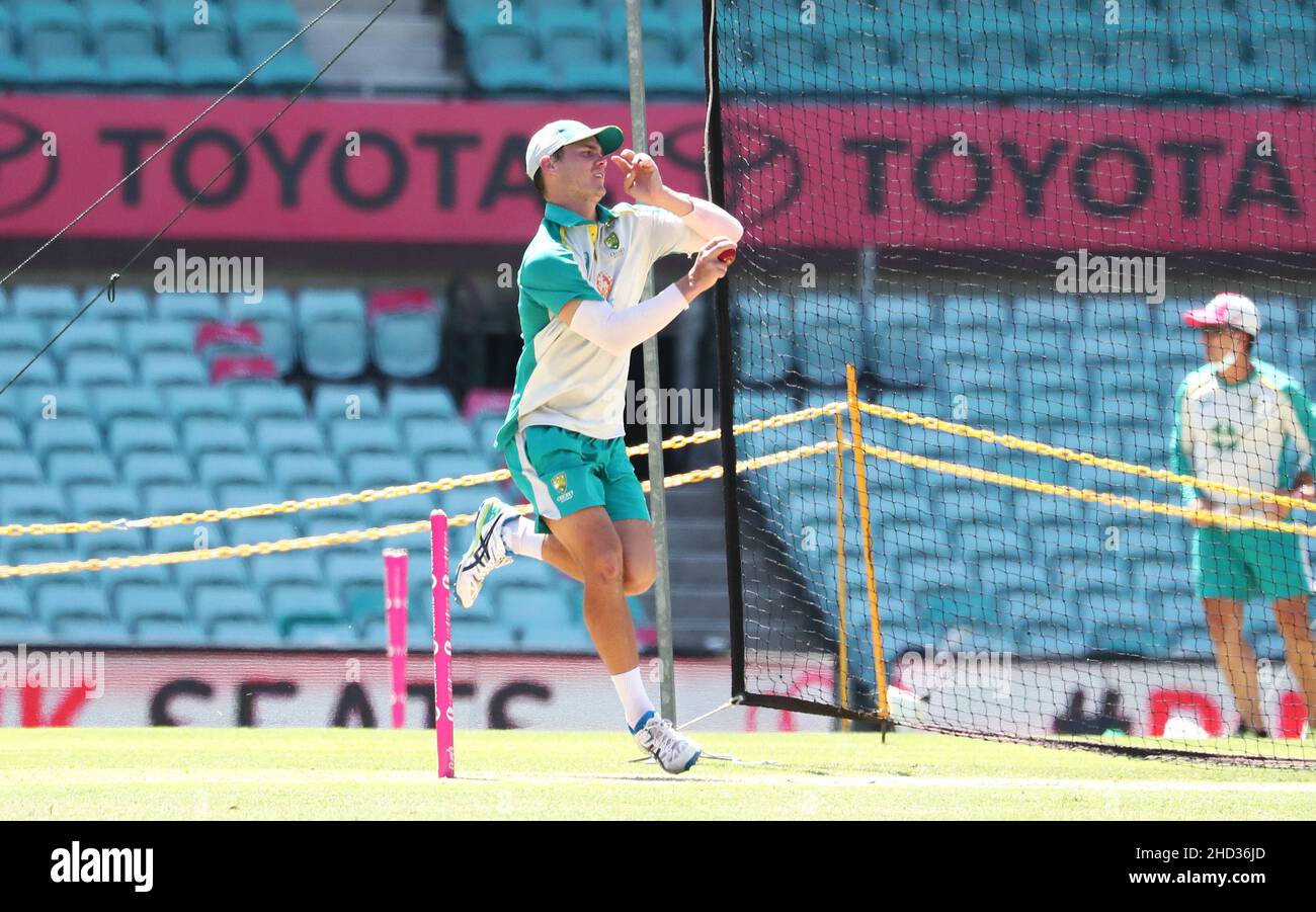 Australia's Mitchell Swepson during a nets session at the Sydney ...