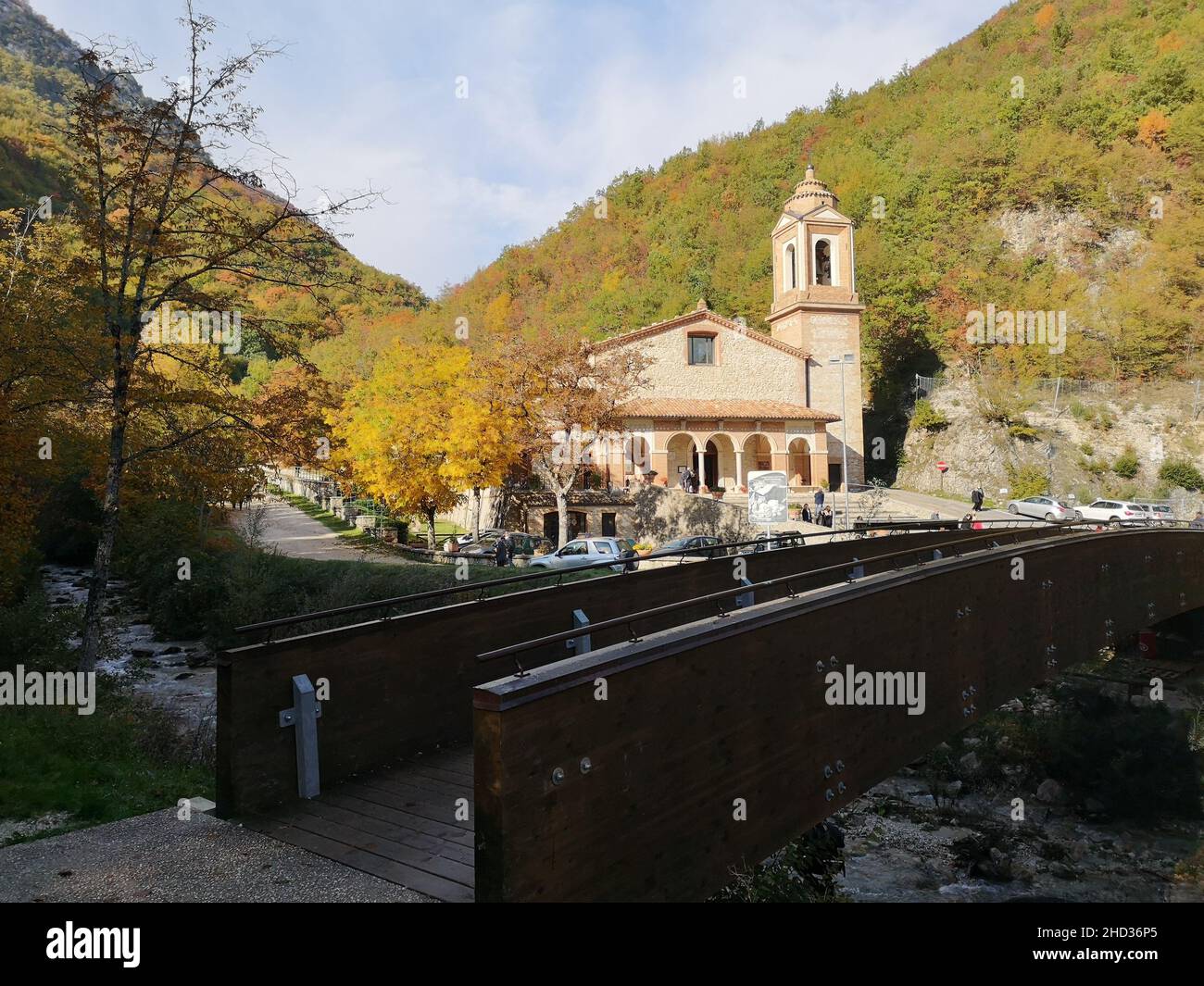Beautiful view of the Sanctuary of Madonna del Ambro, Italy Stock Photo ...