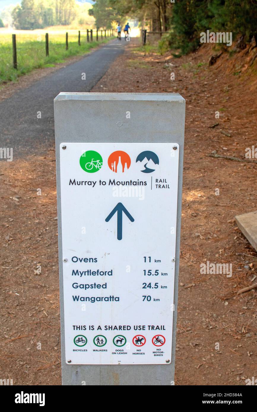 Sign on the Murray to Mountains Rail Trail Stock Photo - Alamy