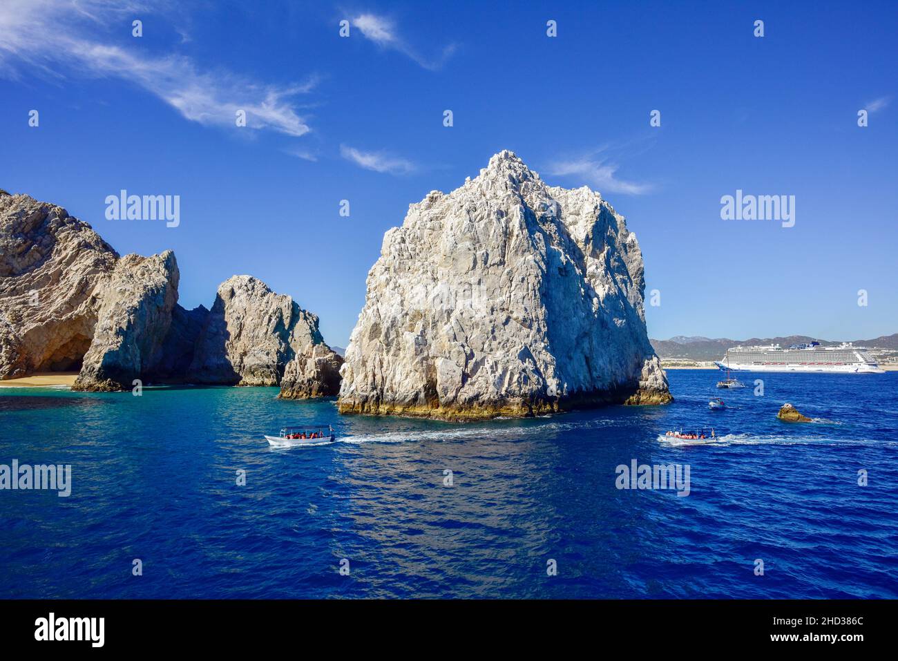 Rock formations near the Cabo Arch at Cabo St Lucas, Mexico Stock Photo ...