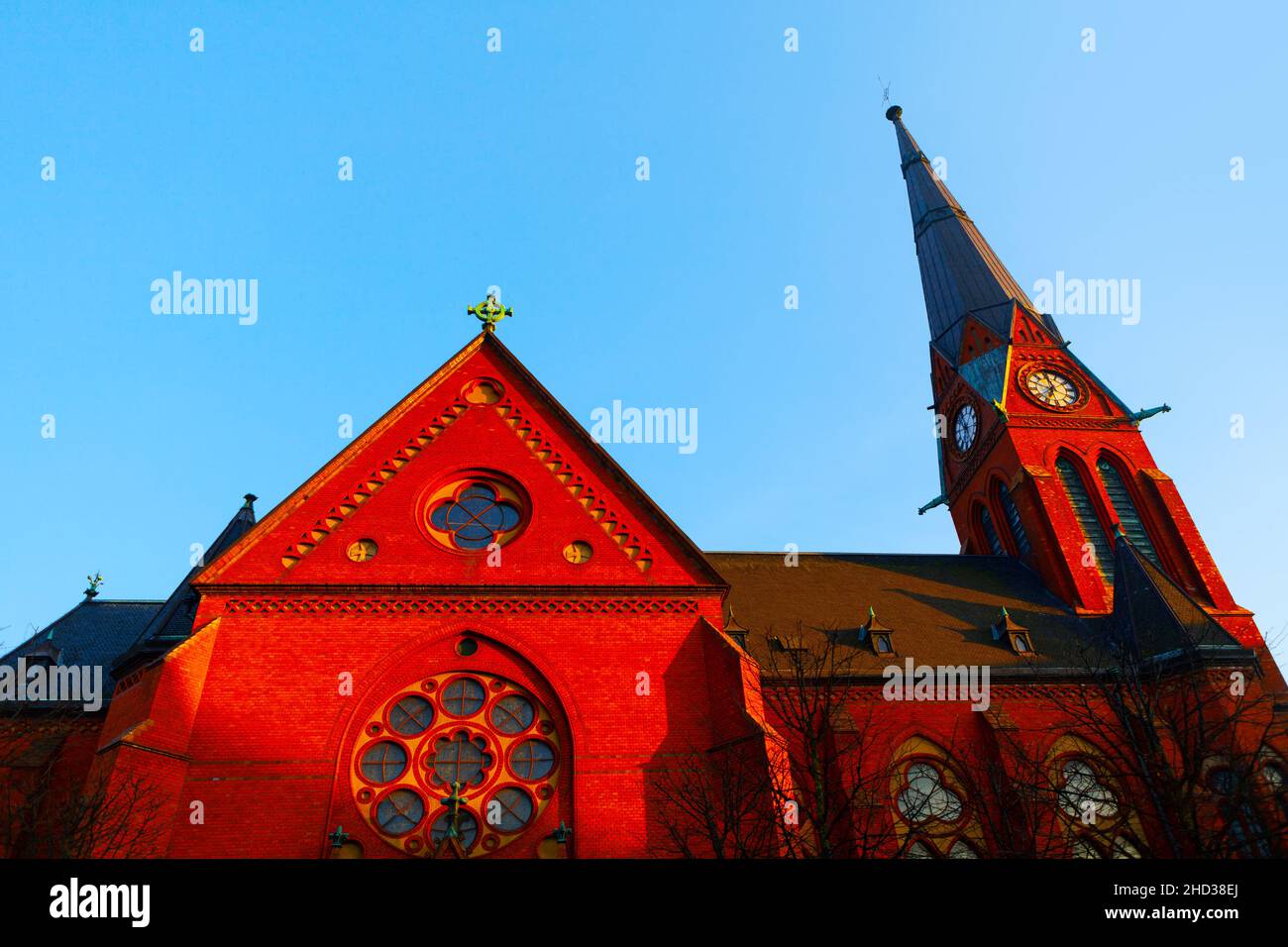 Scandinavian gothic cathedral . Gustav Adolf Church in Helsingborg ...