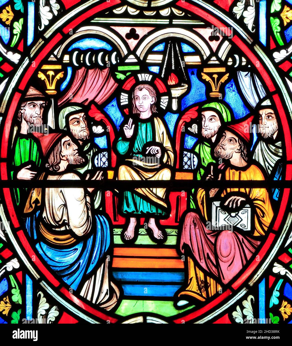 Scene from Life of Jesus, by Adolph Didron, Paris, 1860, stained glass ...