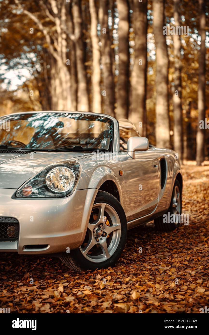 Vertical shot of Toyota MR2 Spyder Car on autumn background Stock Photo ...
