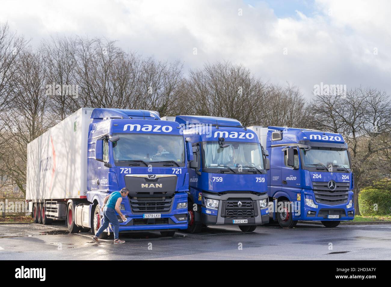 front view of three MAZO HGV lorries in Kent England UK Stock Photo - Alamy