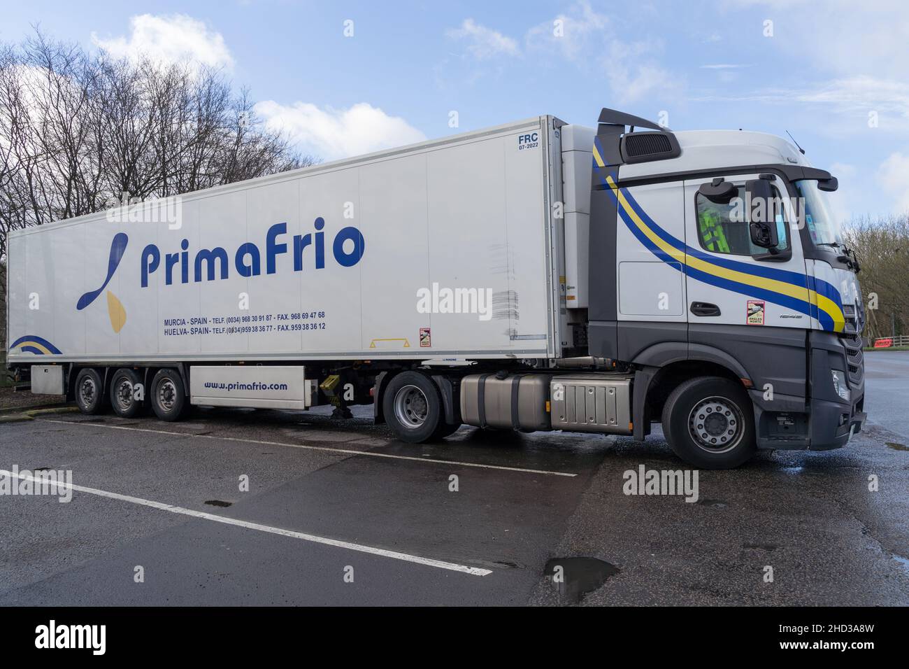 side view from Driver side of PrimaFrio HGV truck in Kent England UK ...