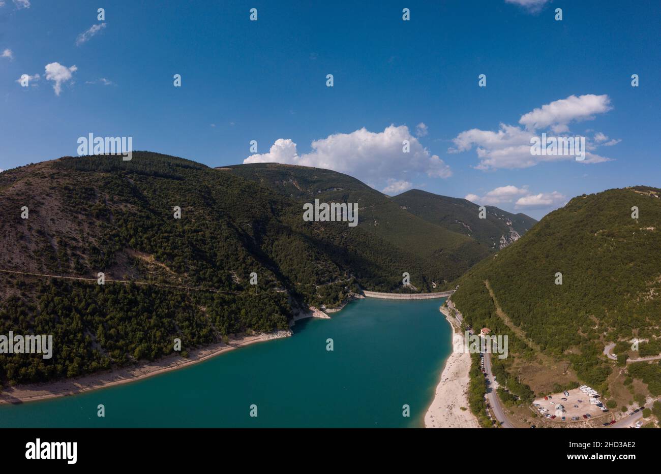 Lake Fiastra in the province of Macerata in the Marche region of Italy ...