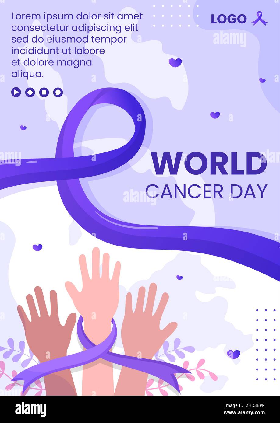 World Cancer Day Flyer Template Flat Design Health care Illustration ...