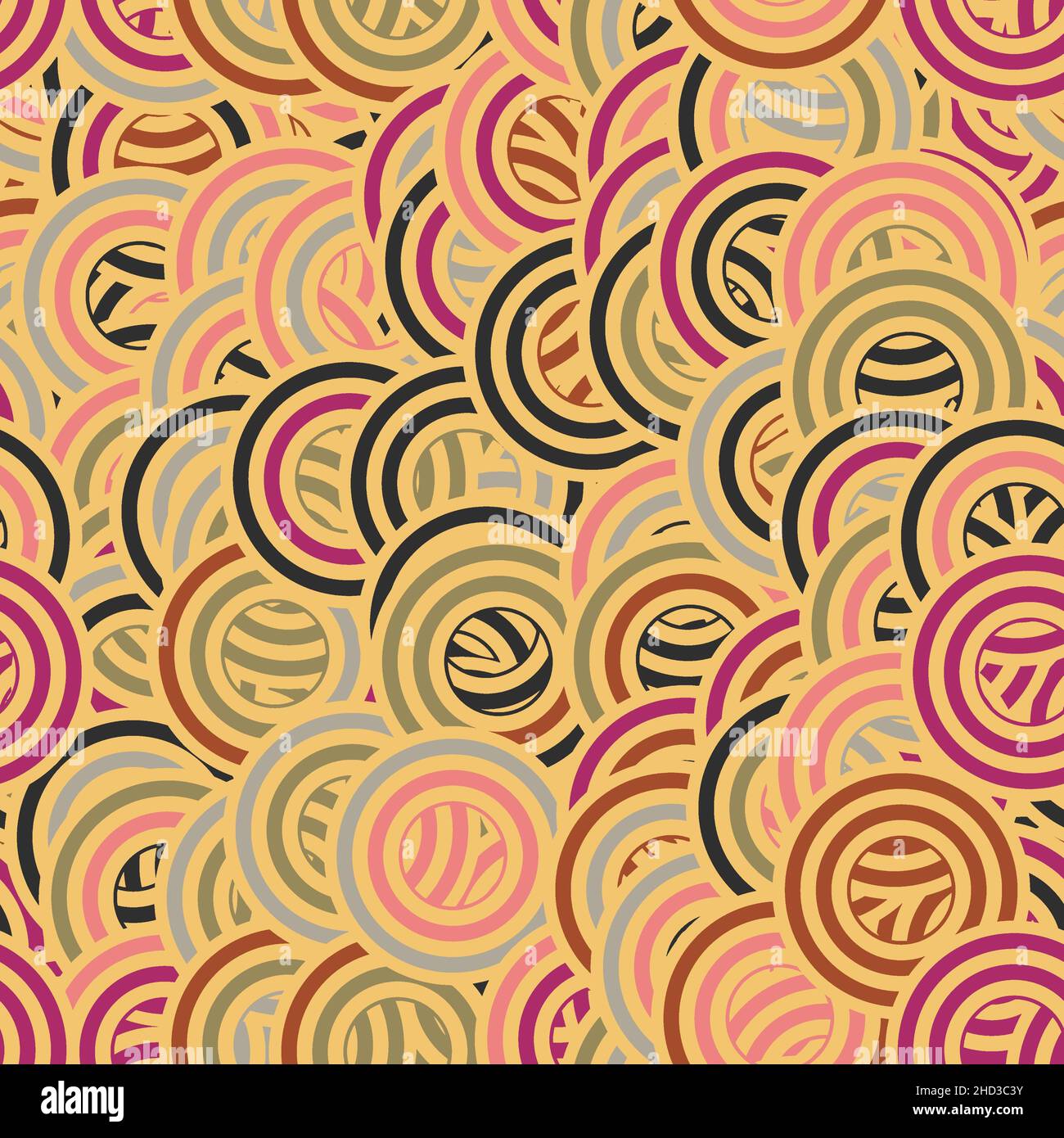 Seamless concentric circle in retro colors dizzy surface pattern design ...