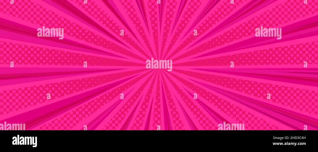 Halftone comic background. Pink wallpaper template with superhero ...