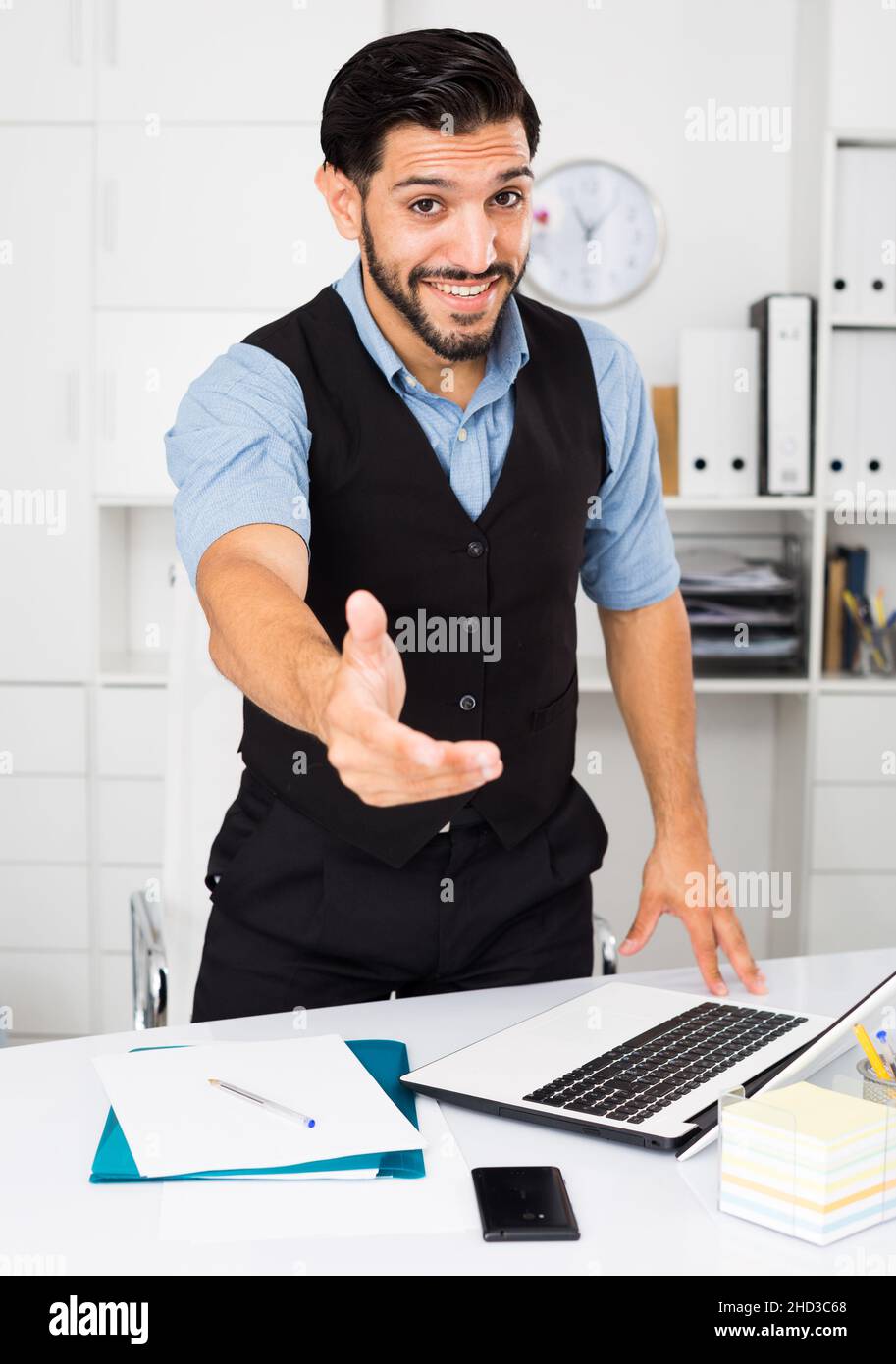 Office worker is ready to meet client Stock Photo - Alamy