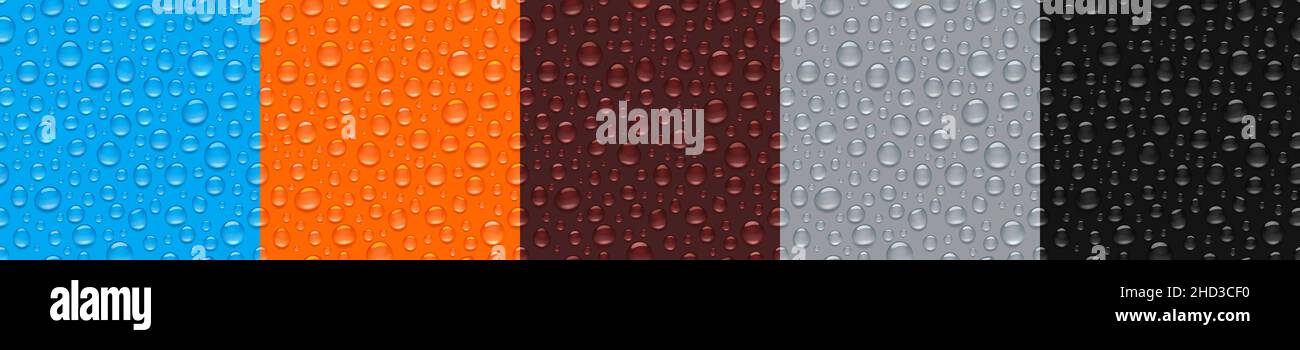 Textures of water drops on colored background. Vector realistic ...