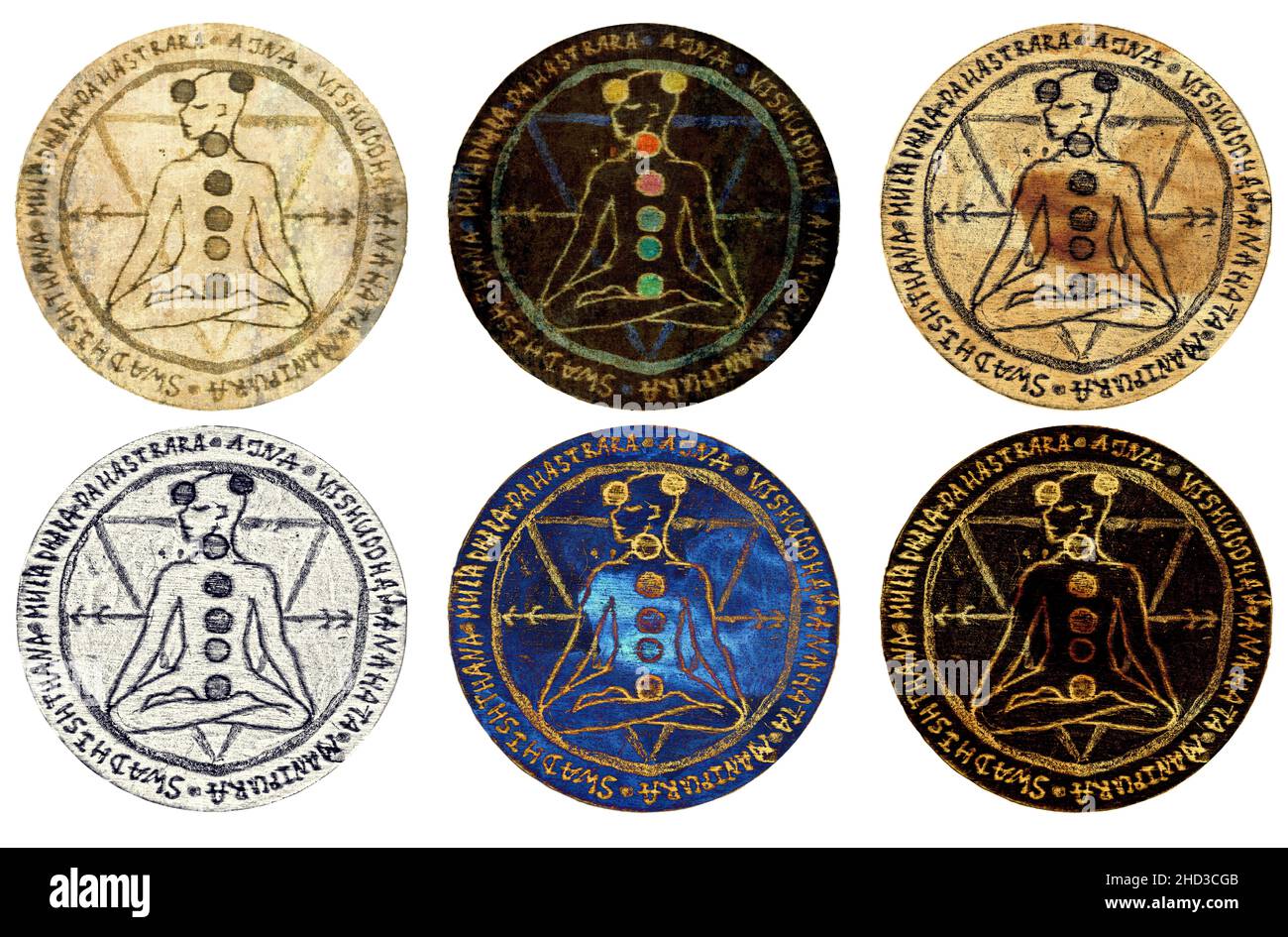 Design clip art set with magic seals, stamp or print with symbols of ...