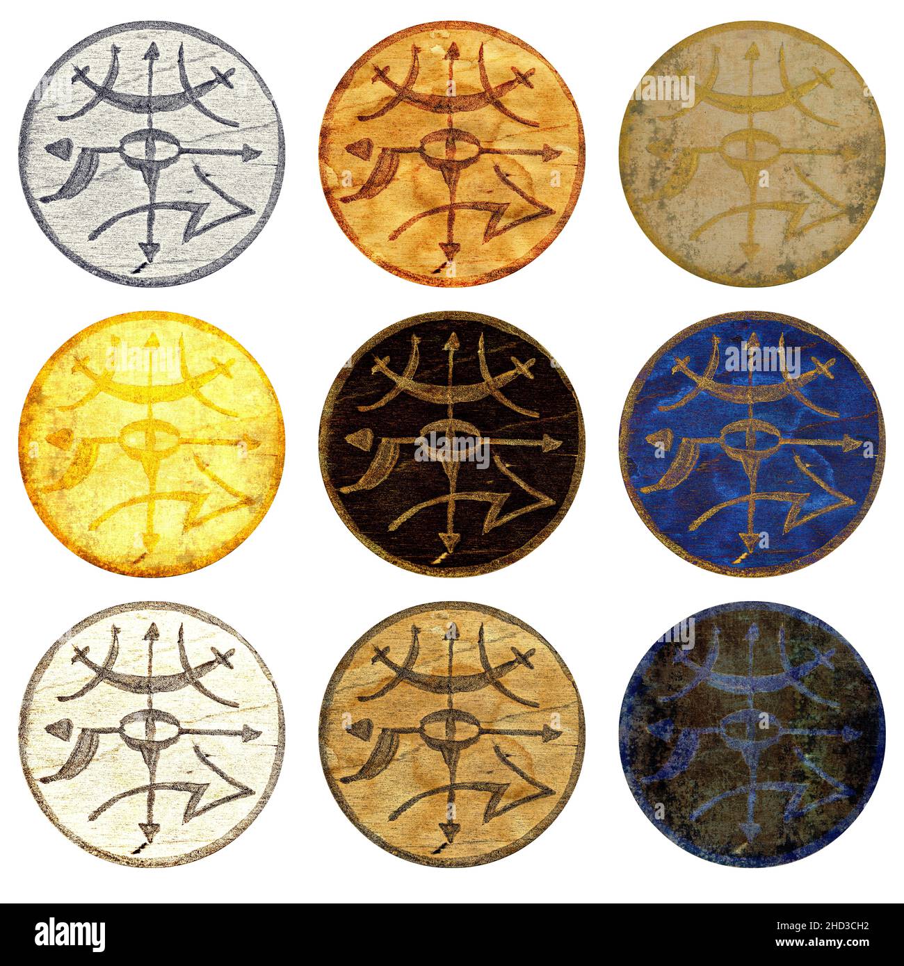 Design clip art set with magic seals, stamp or print with mysterious ...